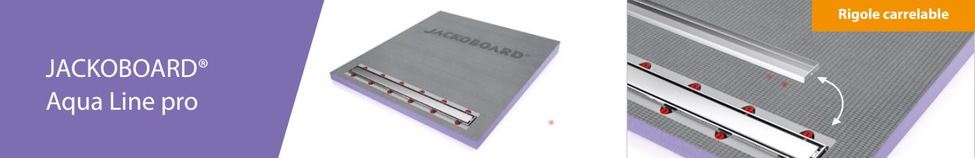 JACKOBOARD® Aqua Line pro, le receveur de douche Jackon à carreler avec caniveau et acier ...